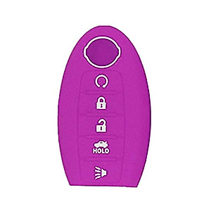 KAWIHEN 2 Pcs Silicone Key Fob Cover Fit for Nissan 5 button Armada Murano Maxima Altima Sedan Pathfinder 285E3-3TP5A KR5S180144014（purple）