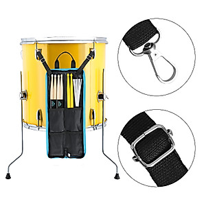 EASTROCK Drum Sticks Bag with 3 Pair Drumsticks, Drumstick Bag Drum Sticks Holder with Floor Tom Hook, Carrying Strap (Black)