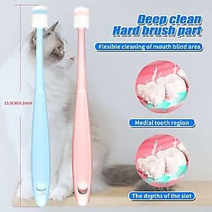 4 pcs Small dog & Cat Toothbrush 360 Degree Soft Silicone, Cat Dental Care, Pet Toothbrush, Oral Hygiene, Easy to Handle, Deep Clean, Independent Packaging, light sky blue & light pink (4 pack)