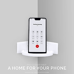 Mini Circular Corner Shelf Mount for Security Cameras, Baby Monitors, Speakers, Plants & More, Universal Holder, Strong Adheasive, No Mess, Screwless by Brainwavz (White)