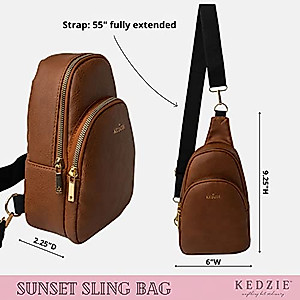Kedzie Sunset Sling Bag in Soft Vegan Leather Crossbody Bag Cell Phone Purse Fanny Bag Packs for Women Teen Girls - Black