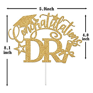 Congratulations DR Cake Topper, Congrats Grad/Doctoral Degree Cake Decor, Class of 2024 Graduation Party Decorations Supplies, Gold Glitter