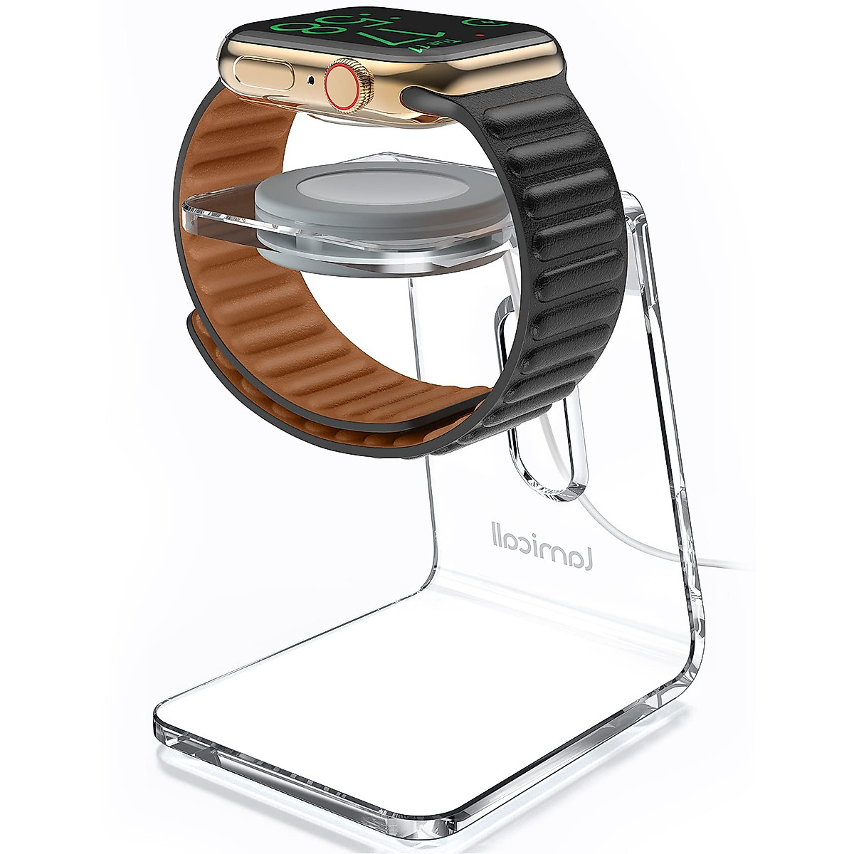 Acrylic Watch Stand for Apple Watch Charger - Lamicall Desk Watch Charging Dock, Transparent Clear iWatch Charger Holder Nightstand, Fit for All Apple Watch, Series SE, Ultra, 10/9/8/7/6/5/4/3/2/1