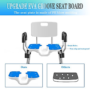 Cremicle Shower Chair with Arms and Back - Heavy Duty 500 lbs U-Shaped Handicap Shower Chair, Wide for Elderly and Disabled, Ideal for Bathtub Use