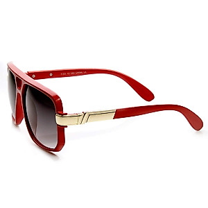 zeroUV - Classic Square Frame Plastic Flat Top Aviator Sunglasses (Red)