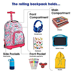 J World New York Kids' Lollipop Rolling Backpack & Lunch Bag Set, Blue Raspberry, One Size