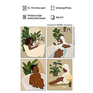 Woman Bathroom Wall Art & Decor - Bath Wall Decor - Powder room Decor for Women - Mid-century modern Bathroom Wall Decor - Luxury Minimalism Abstract art - Restroom Aesthetics Poster Set UNFRAMED 8x10