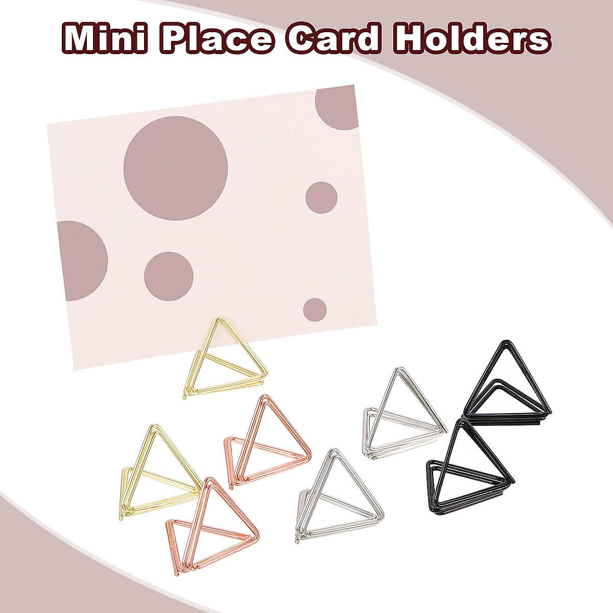 uxcell 30Pcs Triangle Shape Table Number Holders Mini Place Card Holders Carbon Steel Picture Holders for Tables Centerpieces, Wedding Reception, Parties, Banquets, Golden