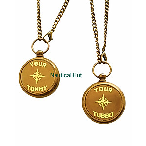 Nautical Hut Your Tommy Your Tubbo Brass Locket Nautical Pocket Compass with Leather Carry