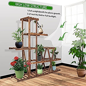 UMEIJA Plant Stand for Indoor Plants Outdoor Wooden Tiered Plant Shelf 6 Tier 13 Potted Multiple Plants Large Flower Stands Gardening Pots Accessories Fit Patio Balcony Living Room Bedroom