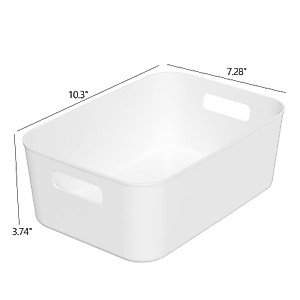 Quickquick 12 Packs Plastic Pantry Organizing Bins, Cupboard Organization Box, White