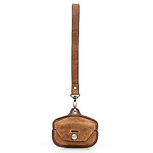 Genuine Leather Case Compatible with Sony WF-1000XM4 True Wireless Earphone Protective Case Crazy Horse Leather Cover with Leather Lanyard (Brown)