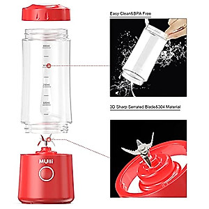 Mulli Portable Blender 16oz USB-C Rechargeable Personal Mixer for Smoothie and Shakes, Mini Blender with Six Blades,2x2000mAh for Baby Food,Travel,Gym