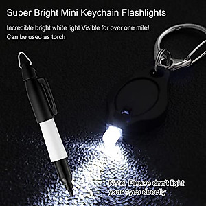 12 Pieces Mini Flashlight Keychain Permanent Marker Keychain for Badge Set LED Key Ring Light Bullet Tip Fine Point Markers (Black)