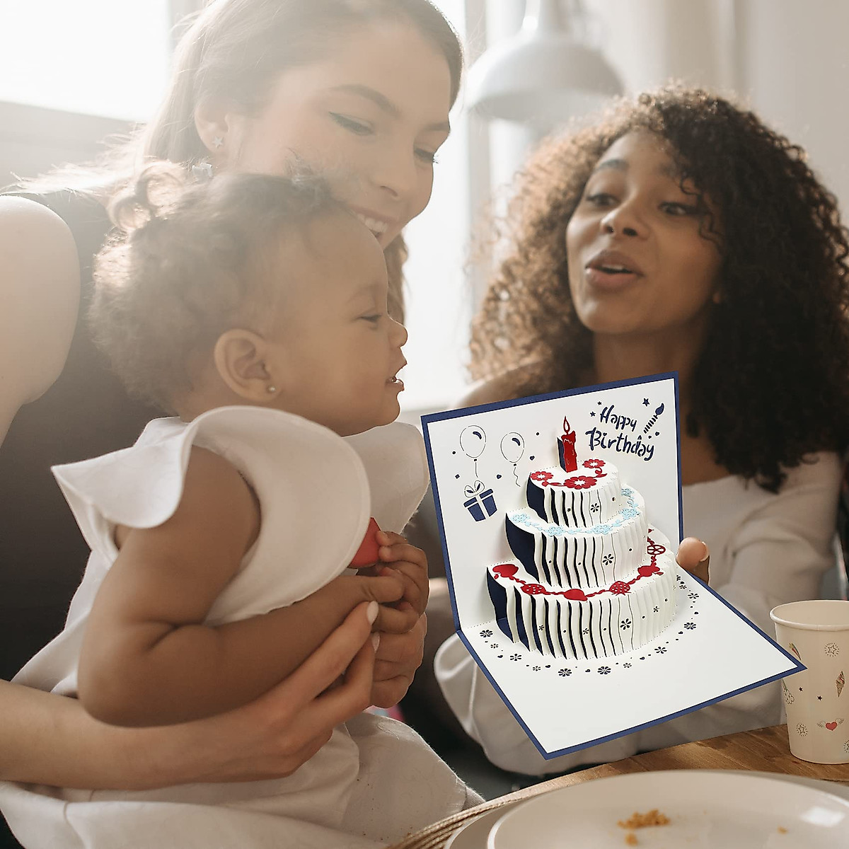 Magic Ants Pop Up Happy Birthday Card,3D Birthday Popup Cards,Birthday Cake Funny Postcards Pop Up Greeting Cards,Pop Up Birthday Cards for Women Men (Fruit Birthday Cake - Blue)