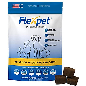 FlexPet Maximum Strength Soft Chews – All-Natural Pain Reliever for Dogs with Glucosamine and Cetyl Myristoleate (CM8), Hip and Joint Supplement, Anti-Inflammatory: Trial Pack - 30 Soft Chews