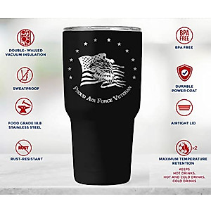 US Air Force Veteran 30oz Patriotic Tumbler - American Flag Tumbler Travel Mug - Patriotic Coffee Travel Mug - Double Insulated 30oz Tumbler - Engraved in the USA - (Air Force Veteran)
