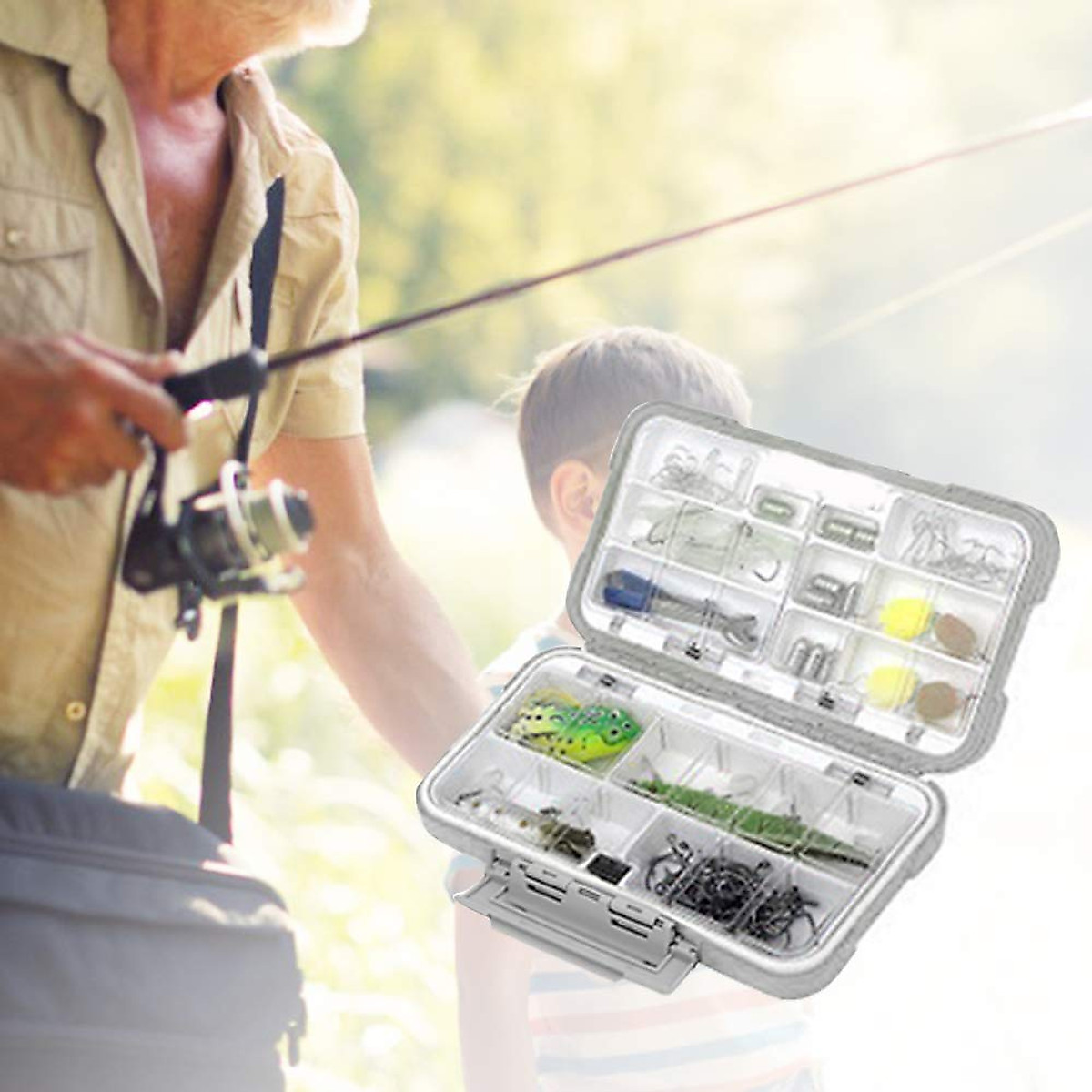 Fishing Tackle Container, Fishing Tackle Organizer Strong and Sturdy Safe and Convenient High Capacity for Outdoor Accessories for Fishing Supplies(Grey)