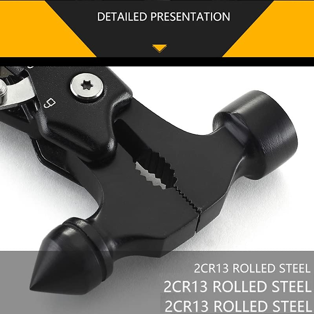 Hammer Multitool with Knife Saw, Wire Cutter, Pliers, Sheath for Fishing, Camping and Survival