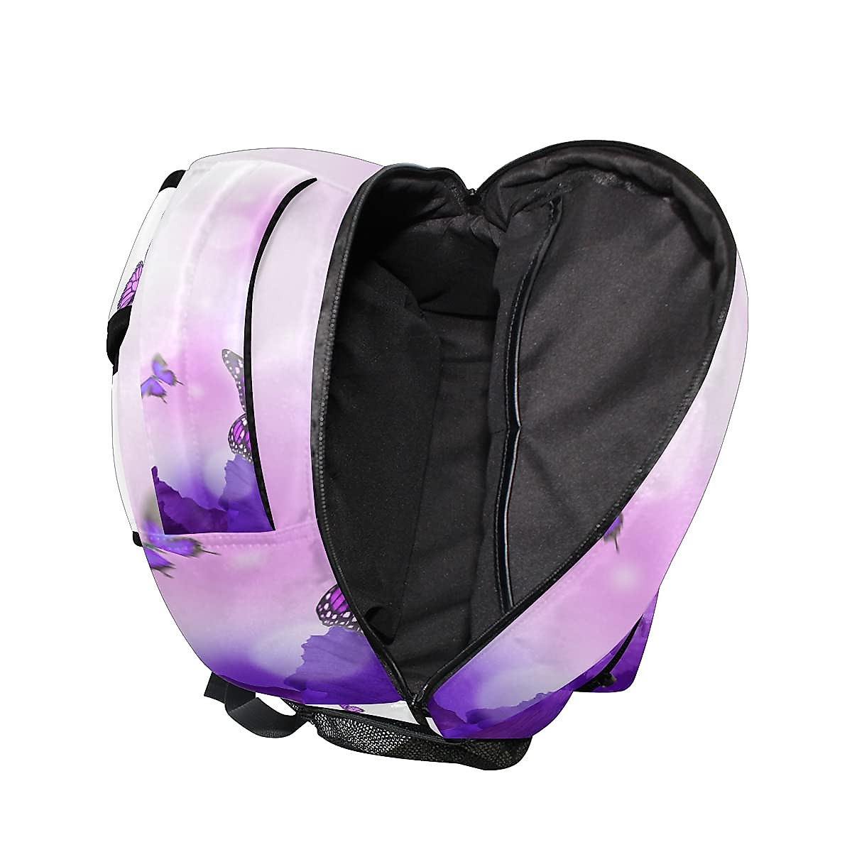 ALAZA Butterfly Purple Flowers Backpack for Girls School Backpack Kids Bookbag 3rd 4th 5th Grade Elementary Students Daypacks