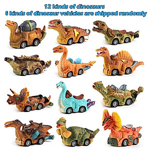 Cherislpy 6 Pack Jumbo Eggs with Dinosaur Pull Back Cars Toys Inside for Kids Boys Toddlers Easter Basket Stuffers Easter Egg Fillers