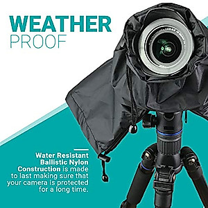 Movo CRC01 Waterproof Nylon Camera Rain Cover with Enclosed Hand Sleeves Compatible with Canon EOS, Nikon, Sony, Olympus, Pentax and Panasonic DSLR Cameras