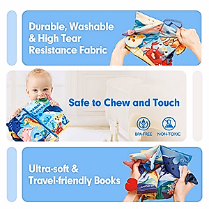 Baby Books 0-6 Months,Infant Tummy Time Toys High Contrast Sensory Baby Toys 6 to 12 Months Touch Feel Book Gift Christmas Stocking Stuffers for Boys Girls 0-3 Months Book Early Learning Stroller Toy