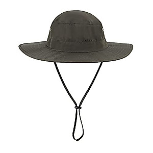 Home Prefer Mens Sun Hat with Neck Flap Quick Dry UV Protection Caps Fishing Hat (Dark Green)