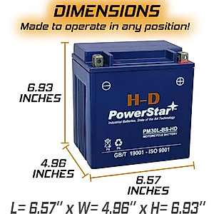 PowerStar Replaces Yix30l, Yb30l-b Battery Compatible with Polaris Sportsman 600 700 800