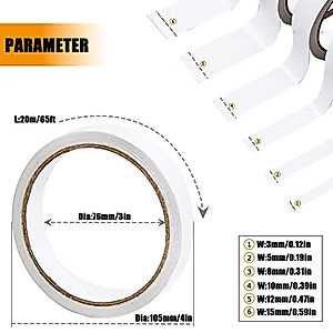 6PCS Premium Double Sided Tape for Crafts, Multi-Size Double Sides Adhesive Tapes for Arts, Scrapbook Tapes for DIY Photos, Gift Wrapping, Scrapbooking, Paper Backing, Office School Supplies (65FT)