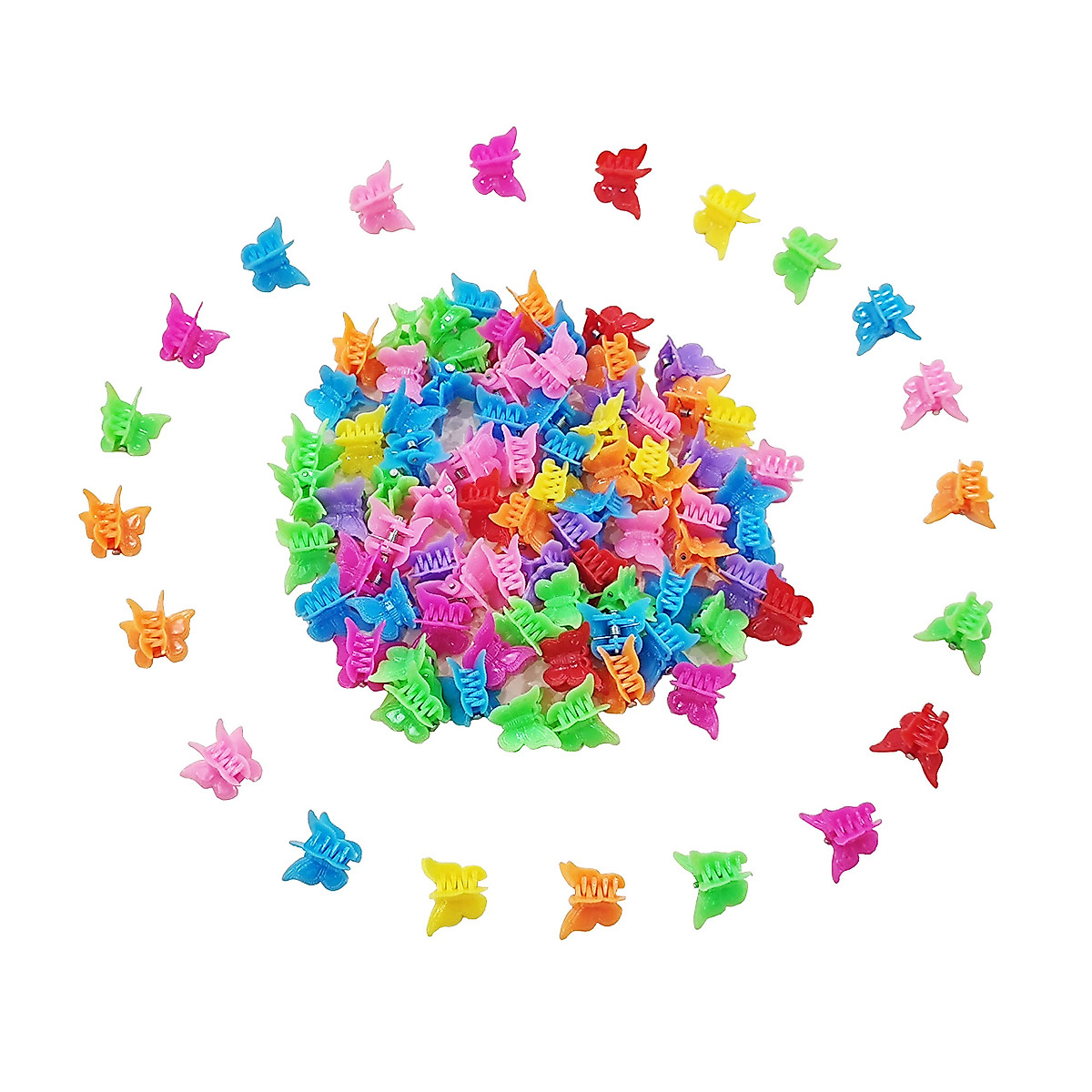 100 PCS Mini Butterfly Hair Clips for Girls and Women,(Colors in Random)