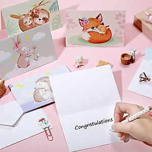 24 Pack New Baby Card Baby Congratulations Cards with Envelopes Set, 6 Designs Cute Animal Baby Card for Baby Shower to Welcome a New Baby Boy or Girl Greeting Note Cards
