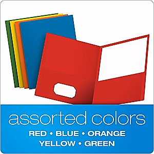 Oxford 2 Pocket Folders, Textured Paper, Assorted Colors (Light Blue, Red, Yellow, Orange, Green), Letter Size, 50 Per Box (67613)