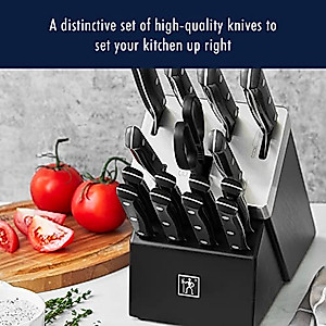HENCKELS Solution Razor-Sharp 16-pc Self-Sharpening Knife Set, German Engineered Informed by 100+ Years of Mastery, Chefs Knife, Black