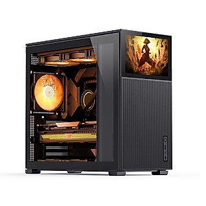 JONSBO D41 MESH SC Black ATX Computer Case with Screen, ATX Motherboard PC Case Mid Tower/Support RTX 4090(335-400mm) GPU 360/280AIO,Power ATX/SFX: 100mm-220mm Multiple Tool-Free Design,Black