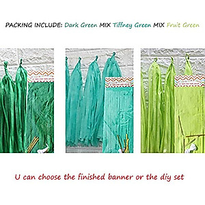 Party Hanging Decoration Mixed Mint Green Paper Tassels Garland Wedding Banner Bunting Baby Shower Garlands (Need DIY Set)