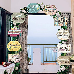 Travel Party Decorations Let The Adventure Begin Sign Travel Cutouts Bon Voyage Banner Adventure Signs Supplies Door Sign Travel Themed Birthday Party Wall Decoration Signs 10 Counts