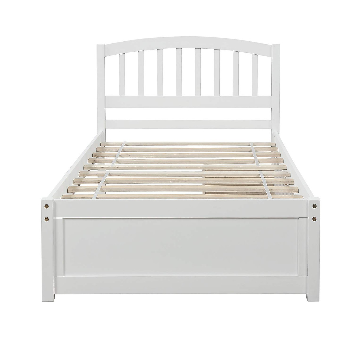 Harper & Bright Designs Twin Storage Bed, Twin Size Platform Bed with 2 Drawers, Wooden Twin Bed with Headboard & Slat Support, No Spring Needed, Twin Bed for Boys, Girls, Teens, Adults(White)