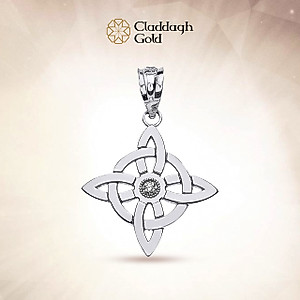 Sterling Silver Wiccan Witch's Knot Pagan Symbol CZ Pendant