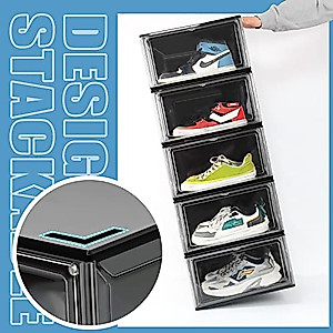4 Pack Sneaker Storage for Sneakerheads with Magnetic Door Shoe Boxes Clear Plastic Stackable Acrylic Boot Display Case