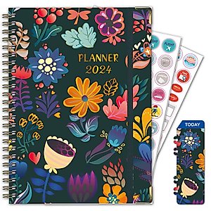 2024 Planner Weekly and Monthly, 2024 Planner 6.2" x 8.5", Academic Planner 2024,Planner Notebook with Tabs and Stickers,Twin-wire Binding,Inner Pocket, Calendar Planner Jan. 2024 - Dec. 2024 (1 Pack)