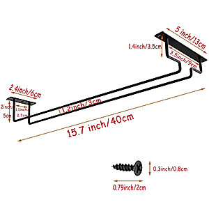 SARYRLIN Wine Glass Holder Rack 15.7 Inch 2 PCS,Wall Mount Hanging Iron Stemware Rack Under Cabinet Organization and Storage ,Wine Glass Hanging Rack for Cabinet Kitchen or Bar (Black)