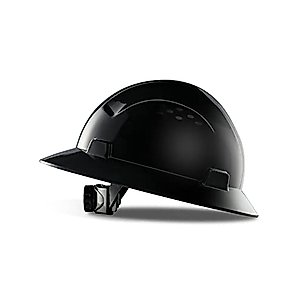 LANON Black Full Brim Hard Hat, OSHA Construction Work Approved, HDPE Safety Helmet with 4 Point Adjustable Ratchet Suspension, Class E, G & C