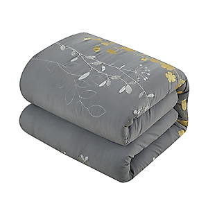 Chic Home Kaylee 3 Piece Cover Set Embroidered Floral Design Backing Zipper Closure Bedding-Decorative Pillow Shams Included, Queen Duvet, Yellow