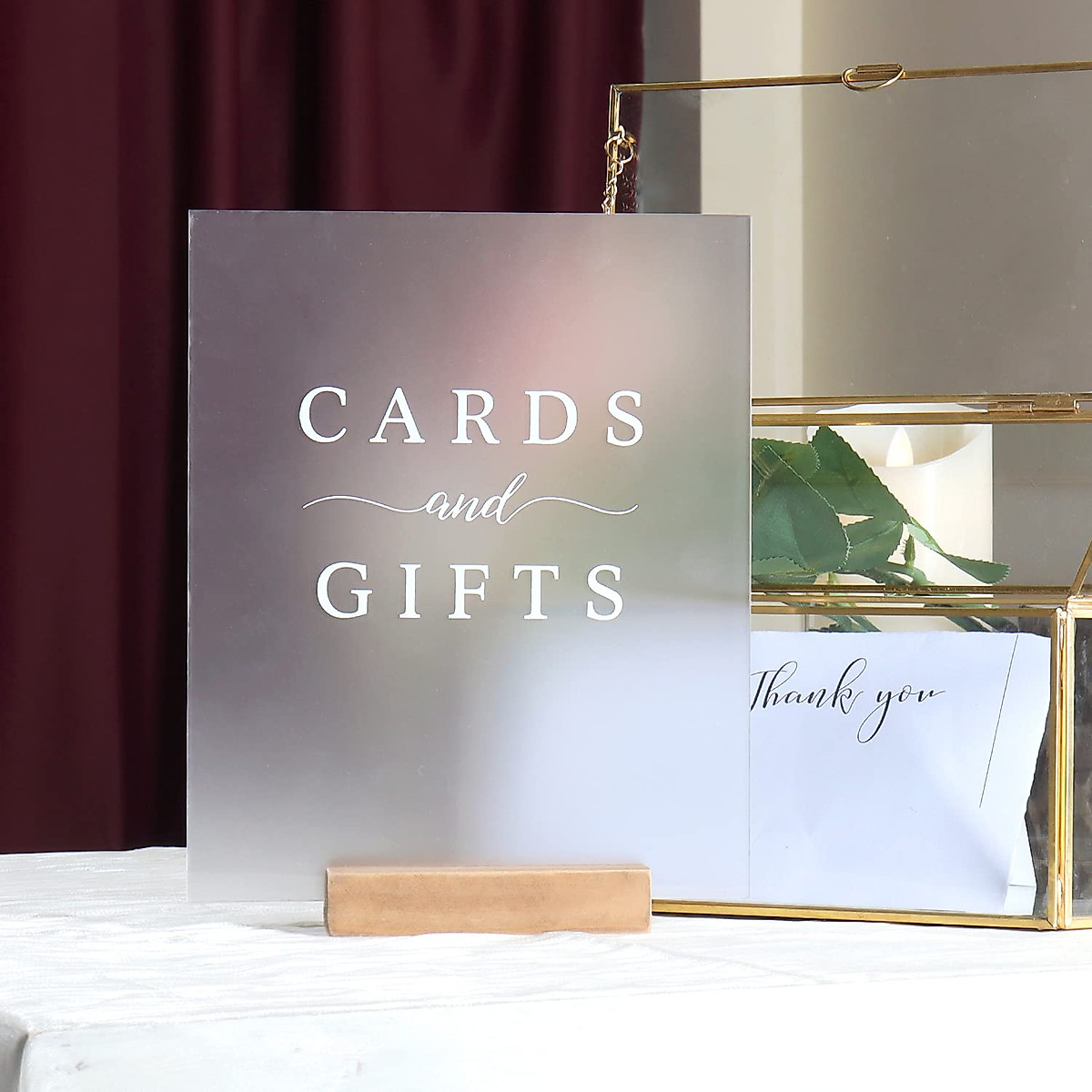 Hanna Roberts Set of 3 Wedding Reception, Ceremony, Party, Table Decoration Signs with Holder | Favors Please Take One | Please Sign Our Guestbook | Cards and Gifts (Frosted, Light Brown)