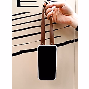 The Clutch Strap Mini Adhesive Phone Carrying Strap with Brown Leather and Brass Hardware, 15-Inches