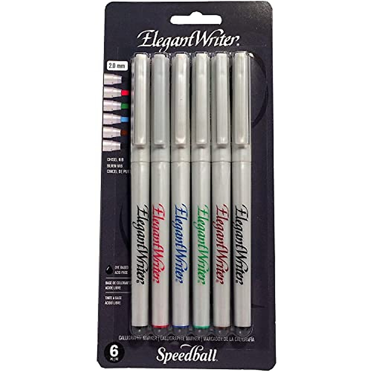 Speedball Elegant Writer Calligraphy 4 Marker Set, Black + 6 Market Set, Assorted Colors, 10 Markers Total for Drawing Journaling and Scrapbooking