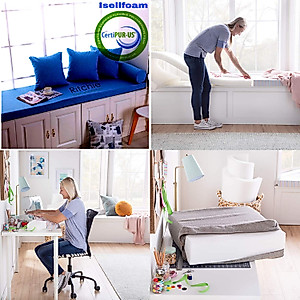 Isellfoam High Density Upholstery Foam 6 inches Height x 30 inches Width x 80 inches Length (Firm) Density 46ILD High Density Upholstery Foam Cushion CertiPUR-US Certified Foam, Made in USA