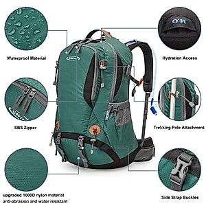 G4Free 50L Hiking Backpack Waterproof Daypack with 2L BPA Free Bladder for Outdoor Camping Climbing Backpack with Rain Cover