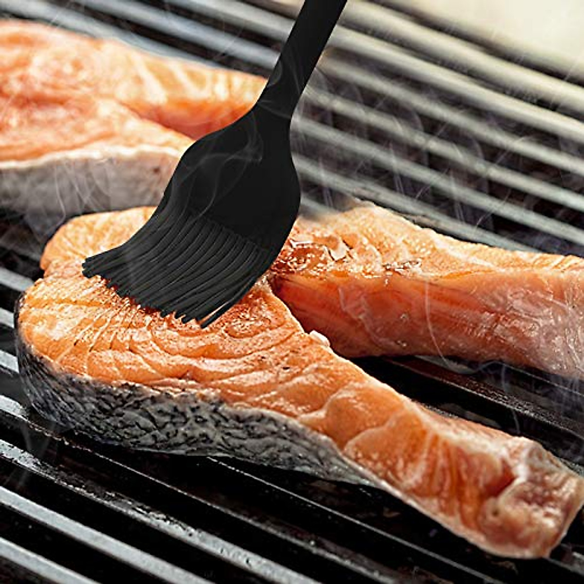 KUFUNG Silicon Basting Brushes, Heat Resistant Pastry Brushes, Spread Oil Butter Sauce Marinades for BBQ Grill Barbeque & Kitchen Baking, Cooking (M, Black)